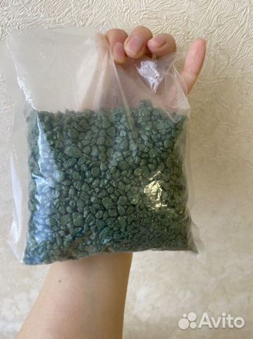 Камешки (наполнитель) для аквариума, зеленые